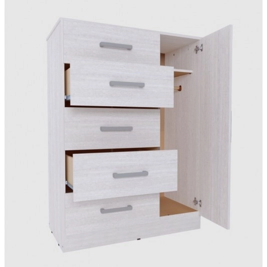 CHIFONIER ORLANDI 3415 DE 0.90 MTS CON 1 PUERTA 5 CAJONES JACARANDA ...